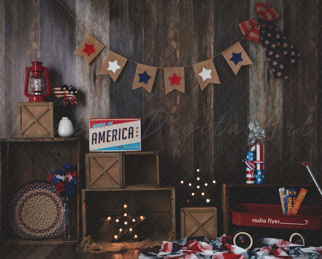 4th of July Backdrop, Printable Backdrop, Digital Backdrop, Red White ...