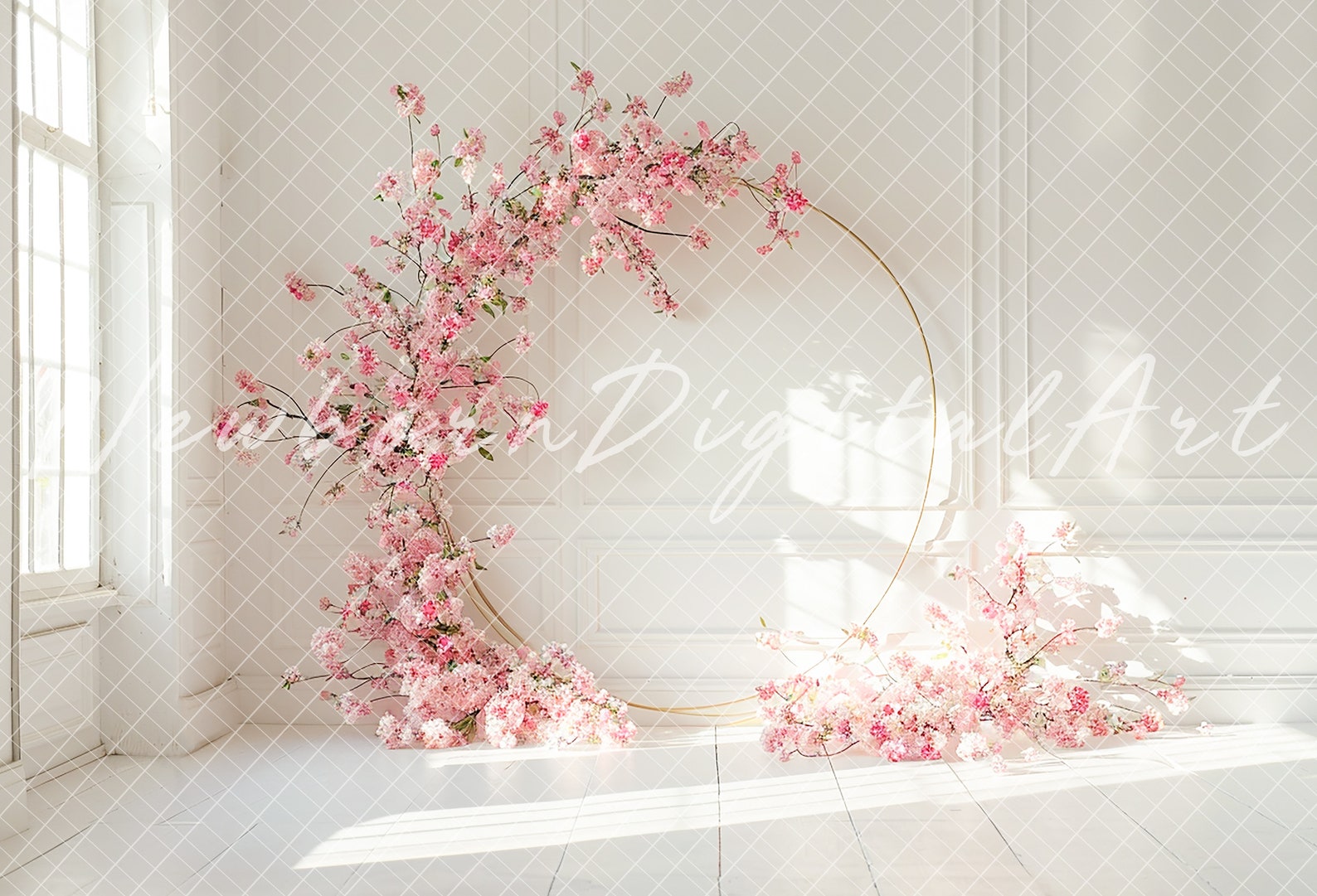Floral Hoop Backdrop, Room Backdrop, Maternity Background, Digital ...