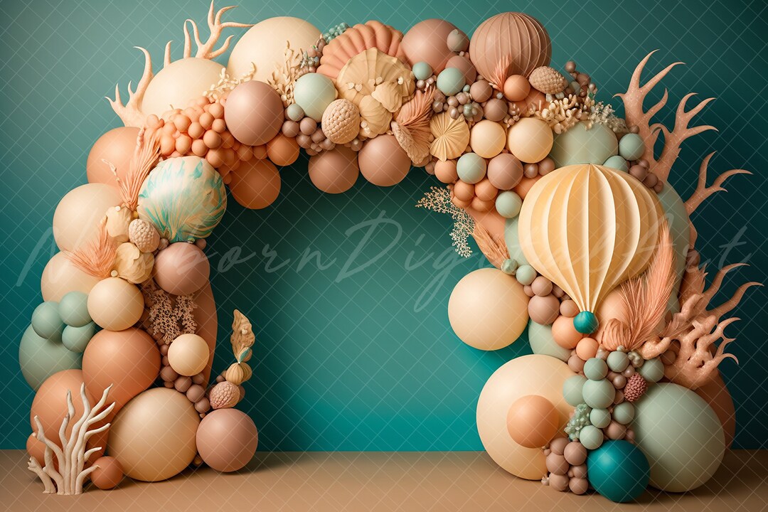Ocean Balloon Arch Backdrop, Ocean Backdrop, Digital Background ...