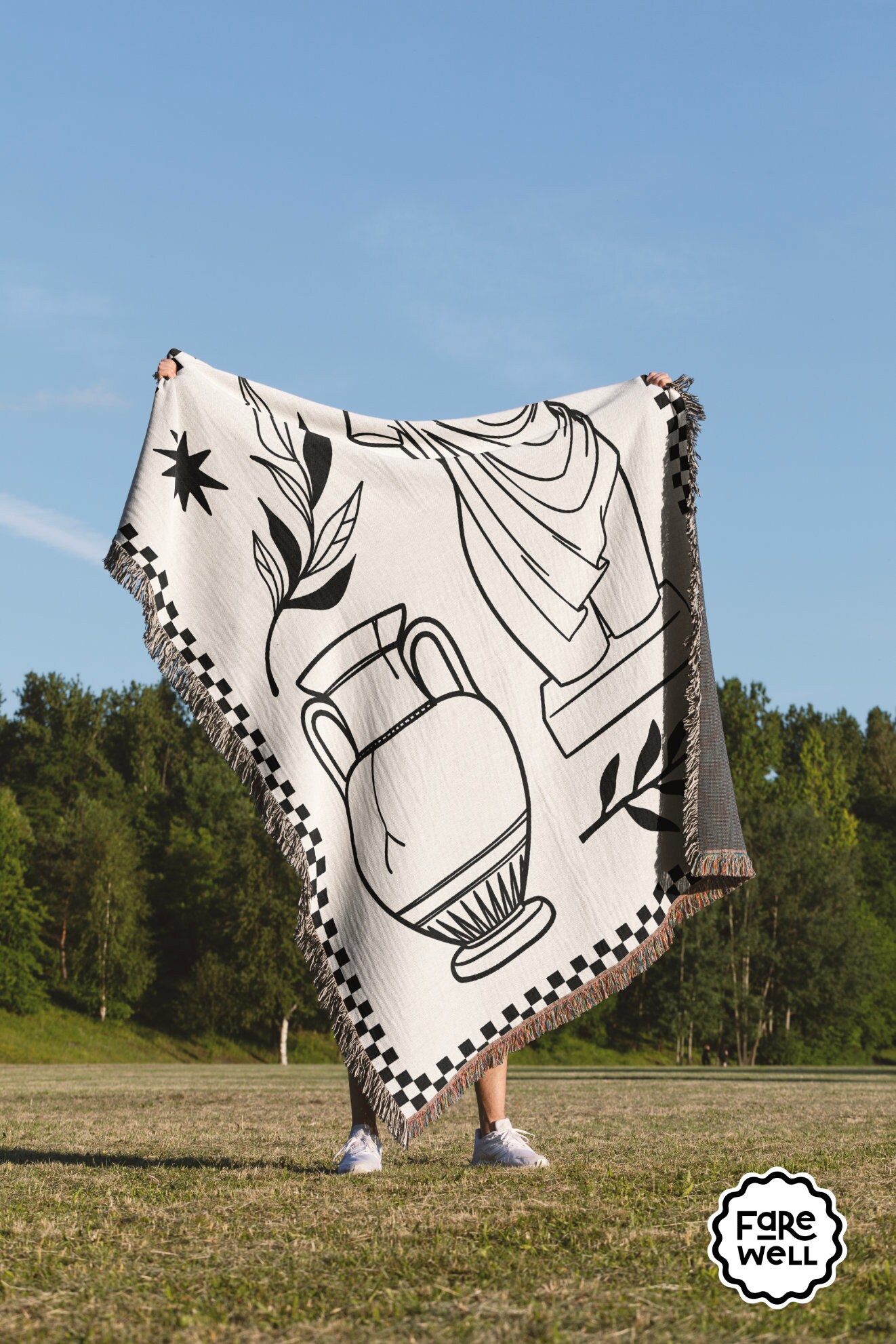 Ancient Greek Sculptures Aesthetic Woven Blanket 100% Cotton Throw ...