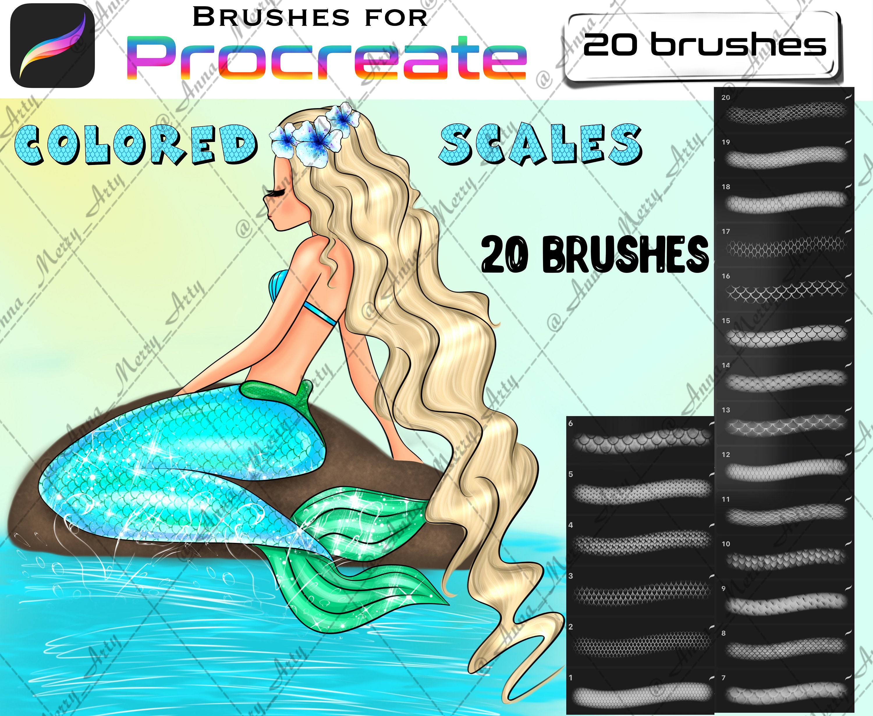 Colored Scales Procreate Brushes Fish Scales Procreate Etsy