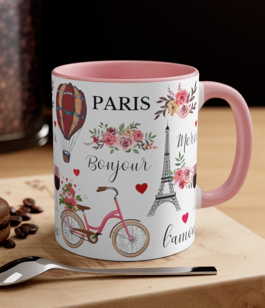 Two-tone Mug, Paris Mug, Merci Mug, Bonjour Mug, Eiffel Tower Mug ...