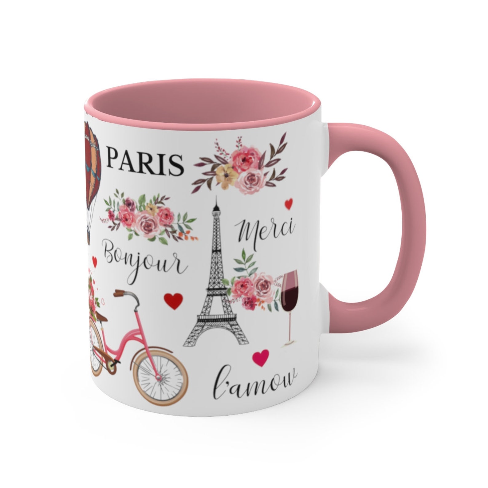Two-tone Mug, Paris Mug, Merci Mug, Bonjour Mug, Eiffel Tower Mug ...