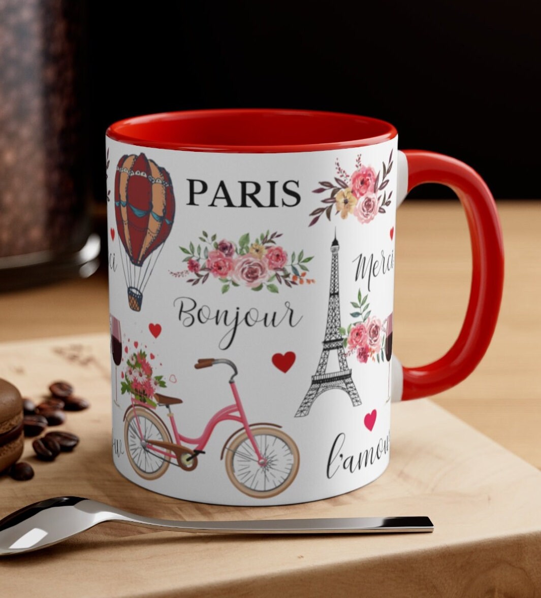 Two-tone Mug, Paris Mug, Merci Mug, Bonjour Mug, Eiffel Tower Mug ...