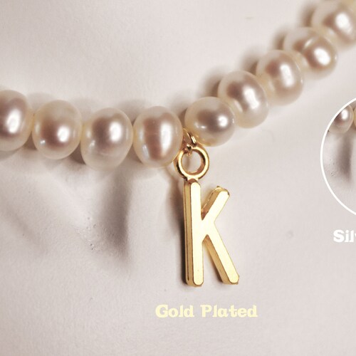 Custom Sterling Silver Pearl Initial Necklace Freshwater - Etsy
