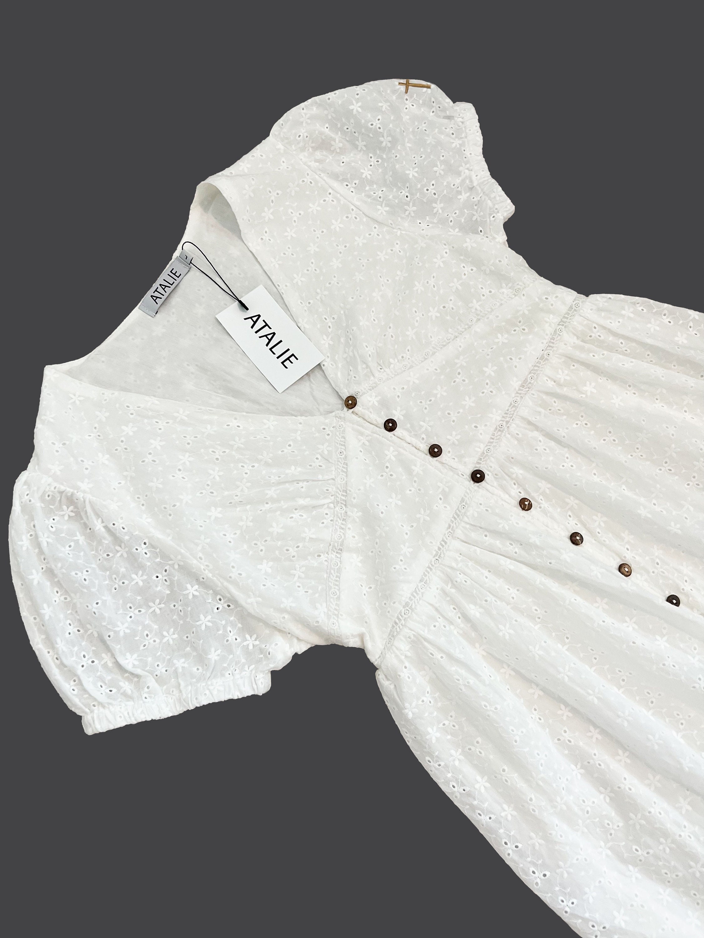 White Lace Church Dress With Embroidered Cross on Sleeve Christian ...