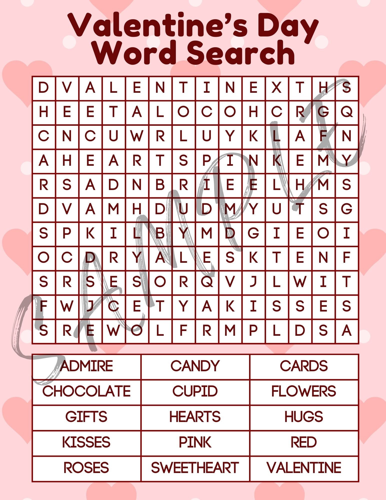 Valentine's Day Word Quest - Festive Word Search Puzzle With Answer Key ...