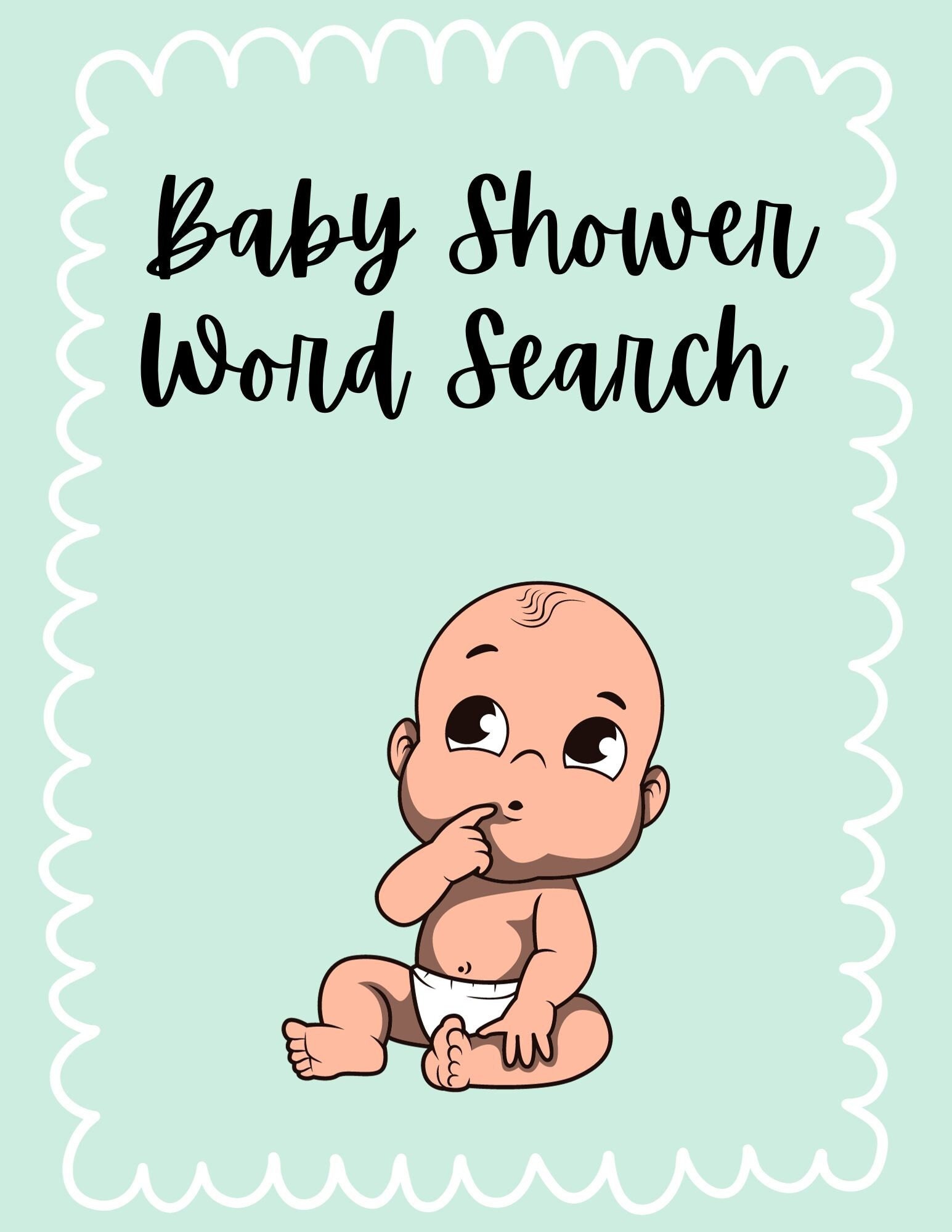 Adorable Baby Shower Word Search Game - Instant Download Printable With ...