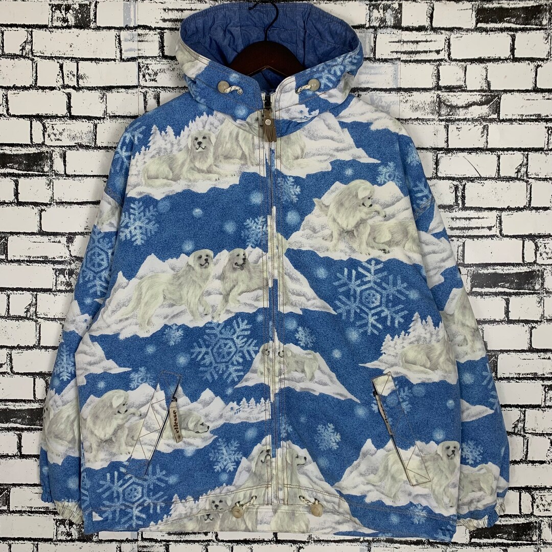Vintage Ellesse Italian Ski Jacket: Winter Polar Fleece Full Print ...