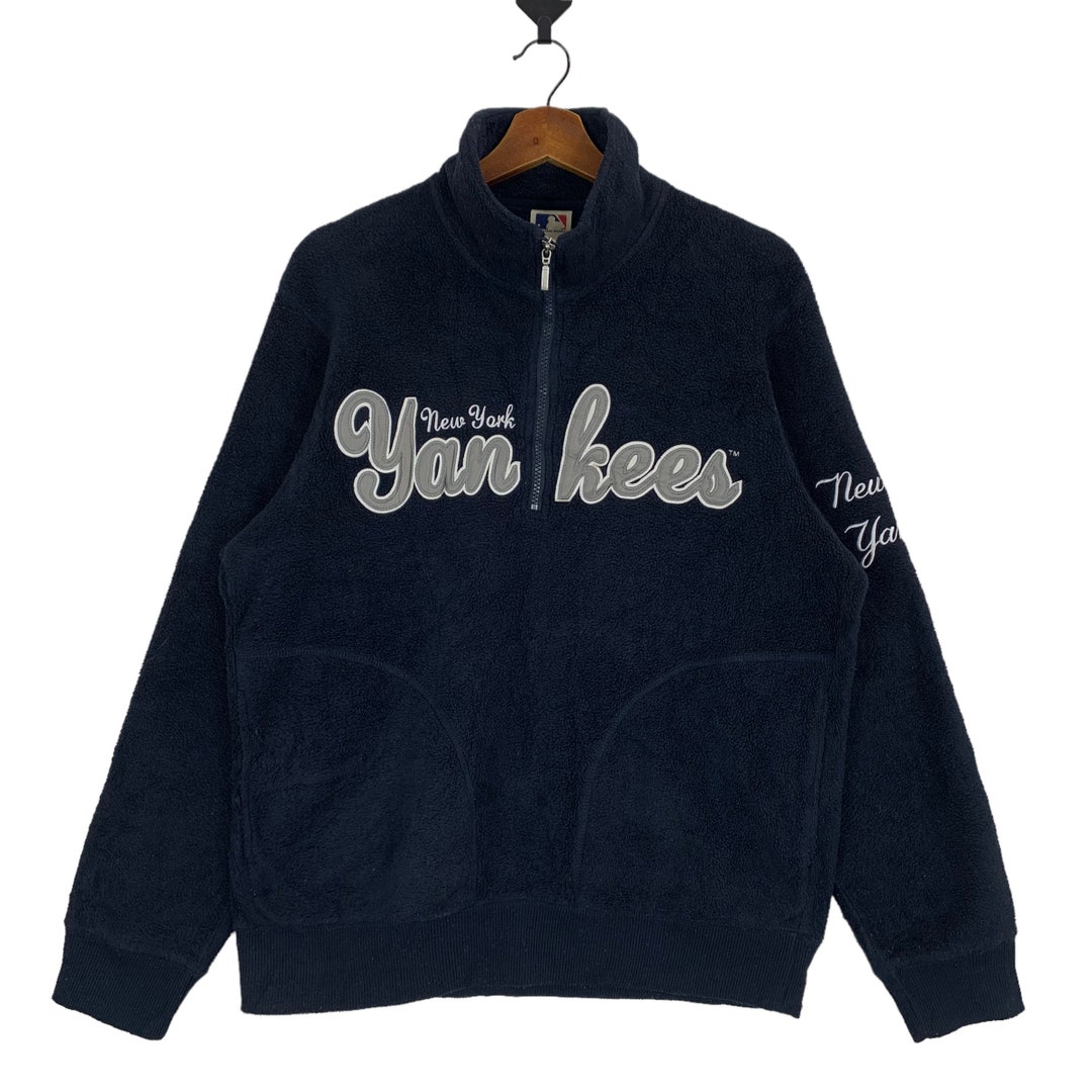 Vintage New York Yankees Fleece Half Zip Sweatshirt Size Large - Etsy