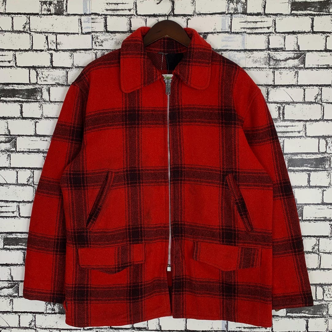 Vintage 1940s Red Plaid Chore Jacket - North Country Outdoor Wear - Etsy