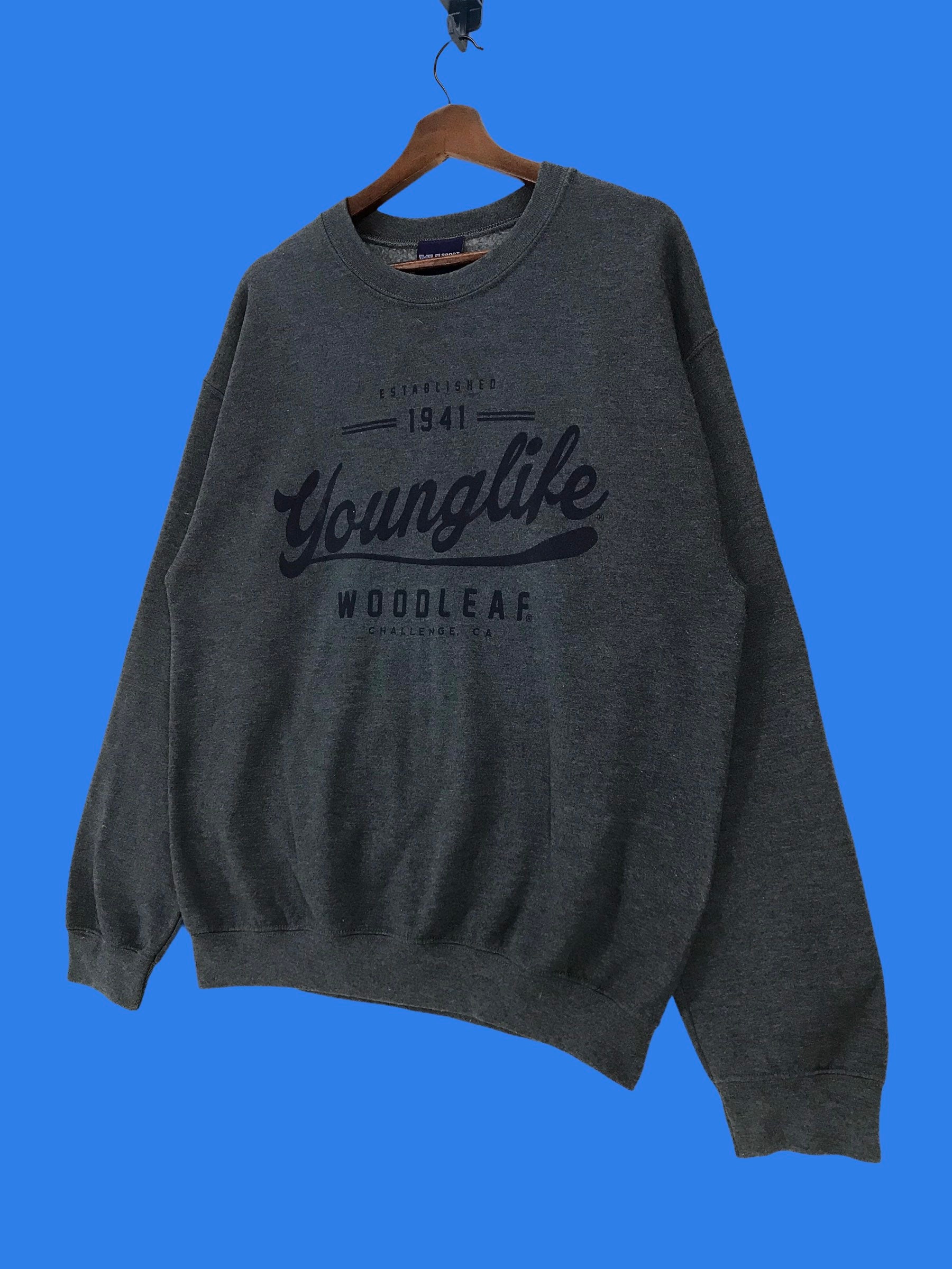 Vintage Woodleaf A Young Life Camp Sweatshirt Spellout Young Life Camp ...