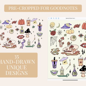 Halloween Goodnotes Sticker Book, Digital Stickers, Spooky, Pre Cropped ...