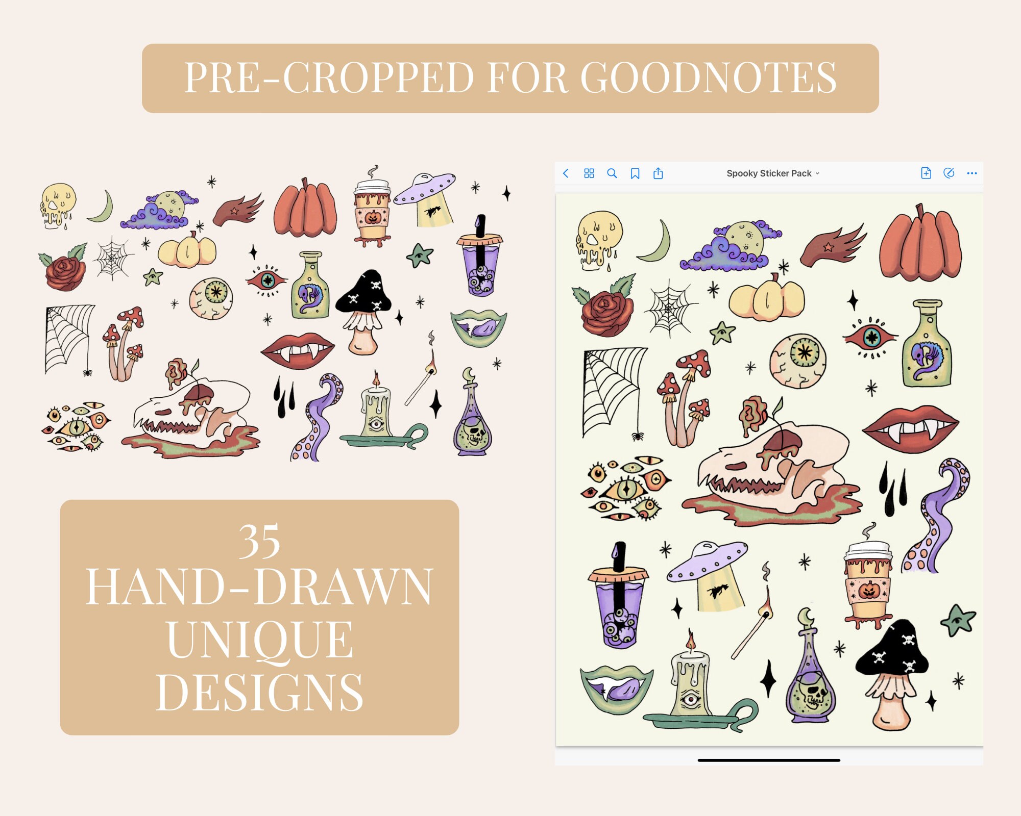 Halloween GoodNotes Sticker Book Digital Stickers Spooky | Etsy