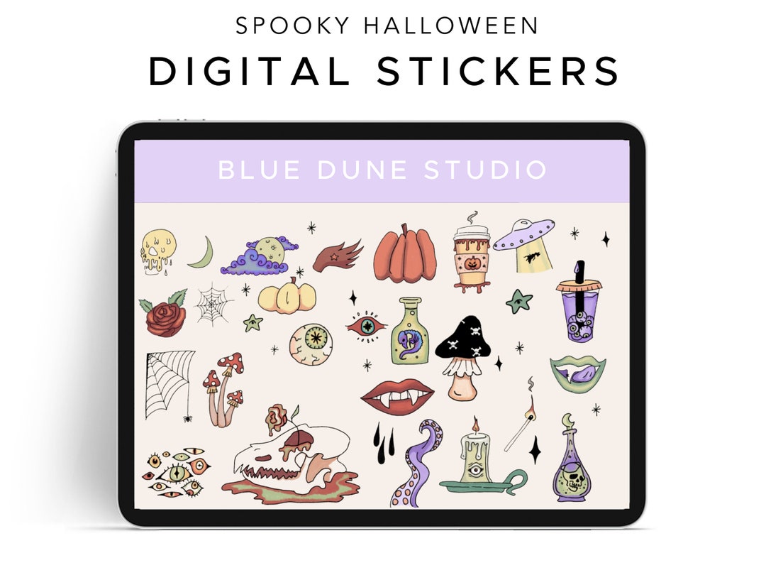 Halloween Goodnotes Sticker Book, Digital Stickers, Spooky, Pre Cropped ...