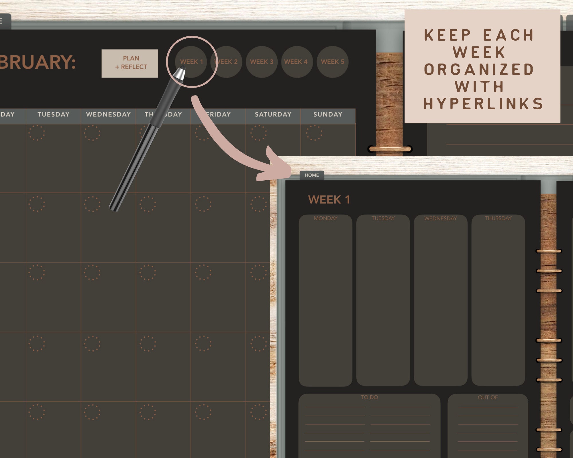 Undated Dark Mode Boho Goodnotes Digital Planner Ipad - Etsy UK