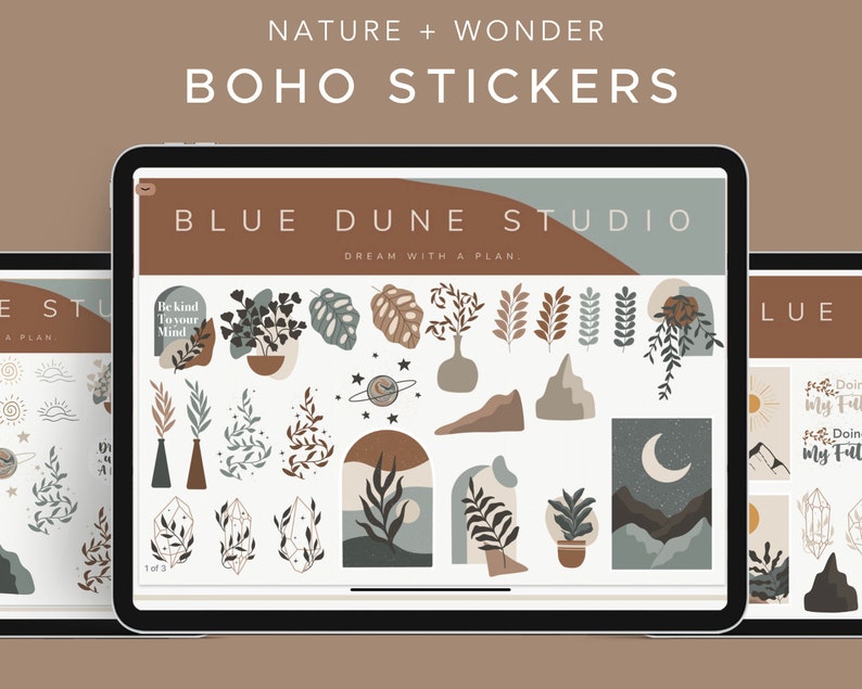 Boho Digital Stickers: Plants, Crystals, Planets - Goodnotes Planner ...