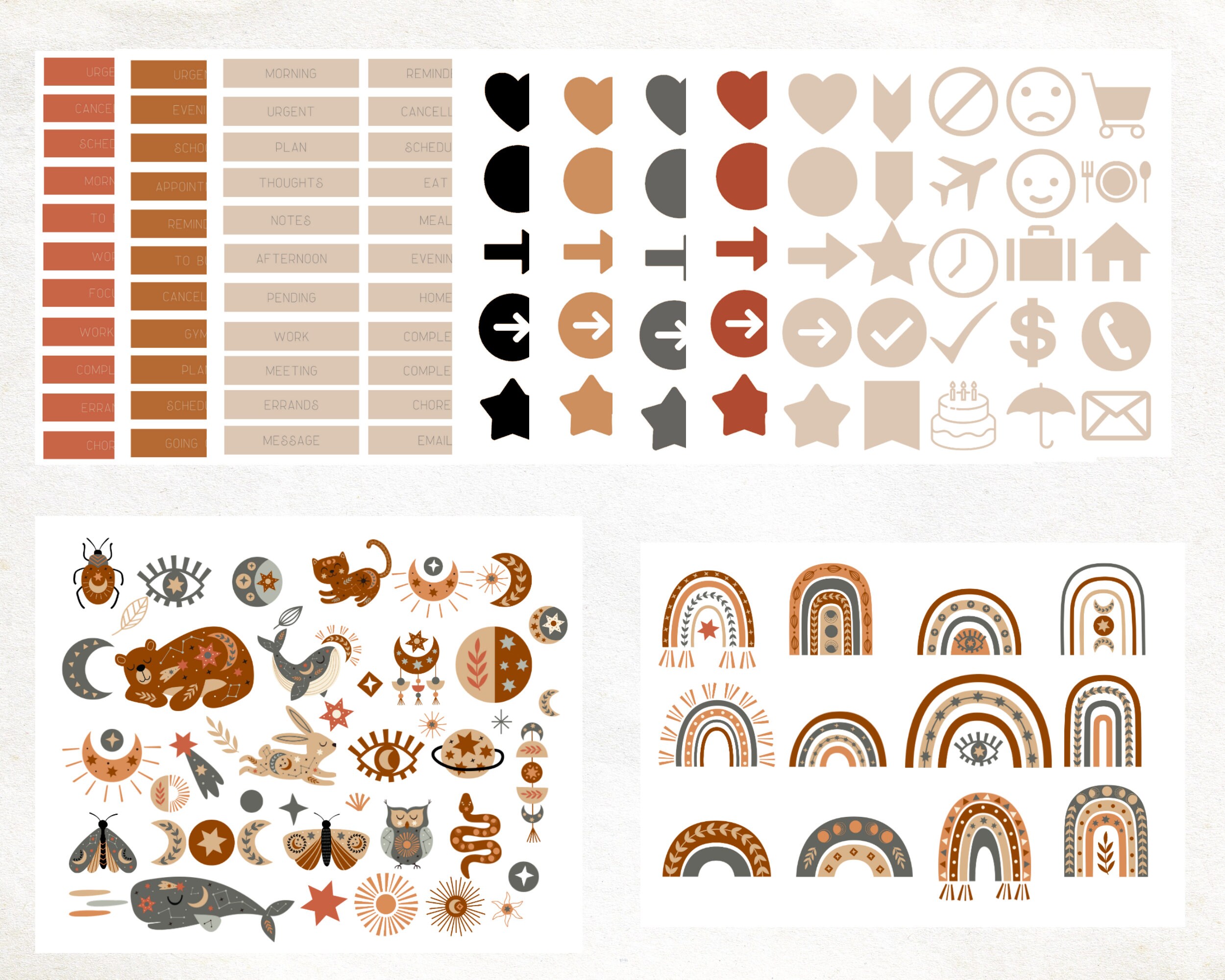 Digital Stickers Boho Stickers iPad Planner Digital | Etsy