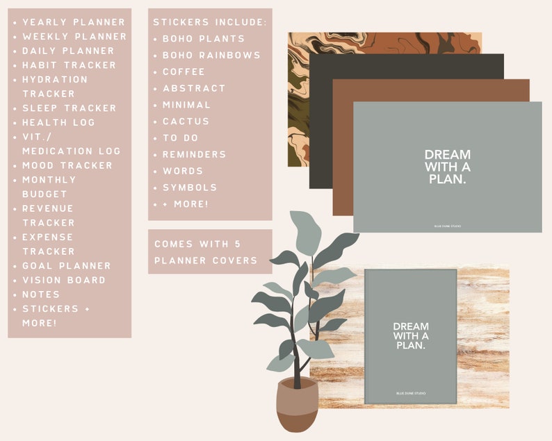 Undated Minimal Boho Goodnotes Digital Planner Ipad Planner - Etsy