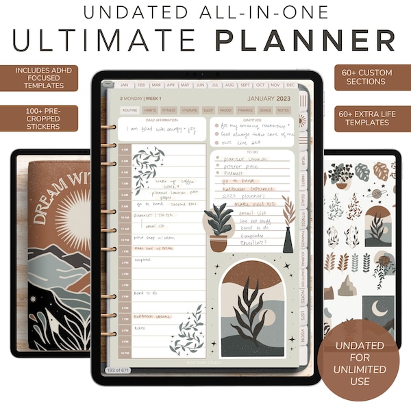 Undated Digital Planner - Etsy
