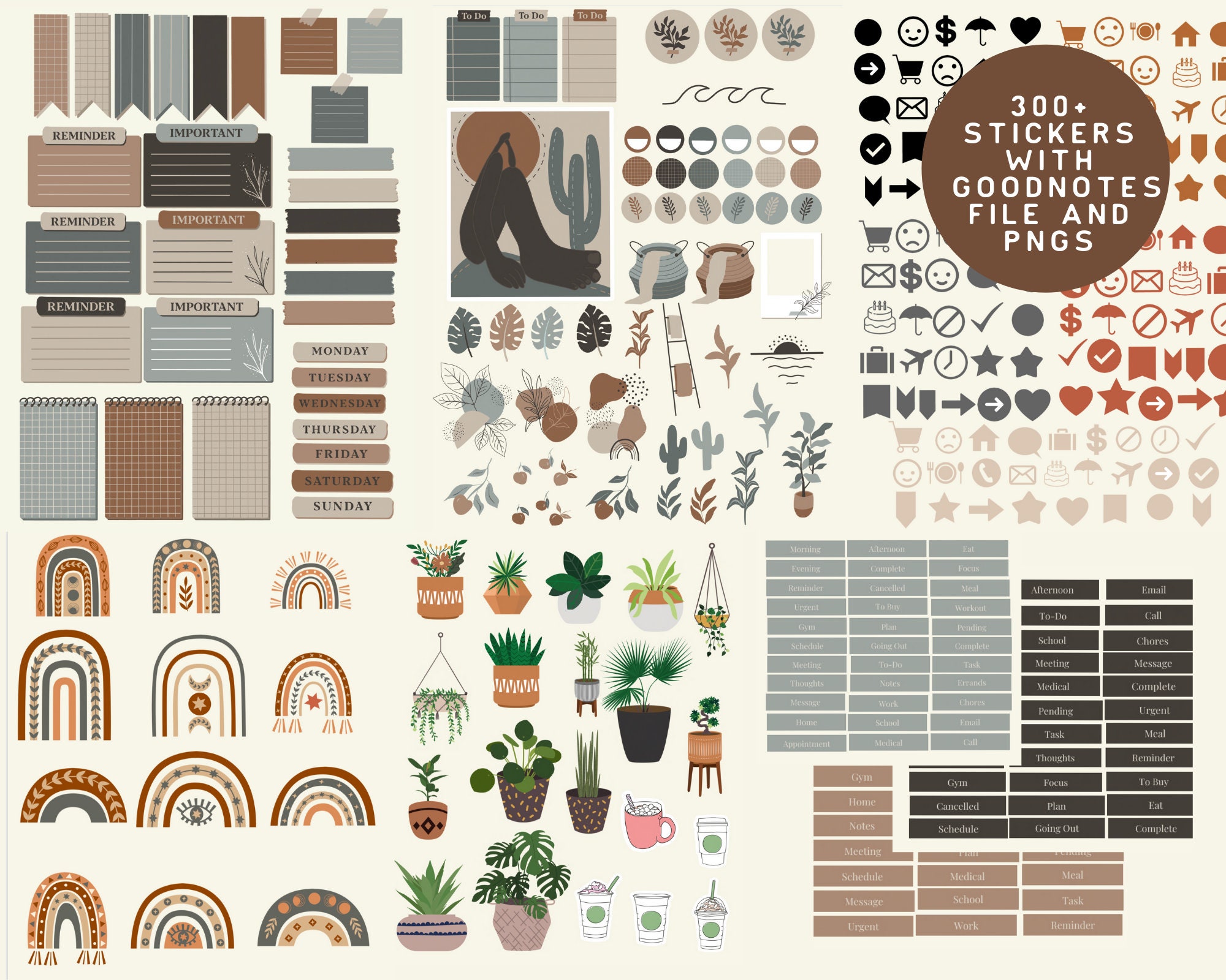 Undated Minimal Boho Goodnotes Digital Planner Ipad Planner | Etsy UK