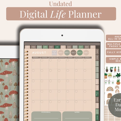 Undated Dark Mode Boho Goodnotes Digital Planner Ipad - Etsy