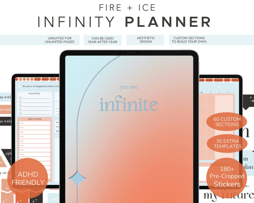 Fire & Ice Digital Planner: Undated, ADHD Friendly (goodnotes) - Etsy