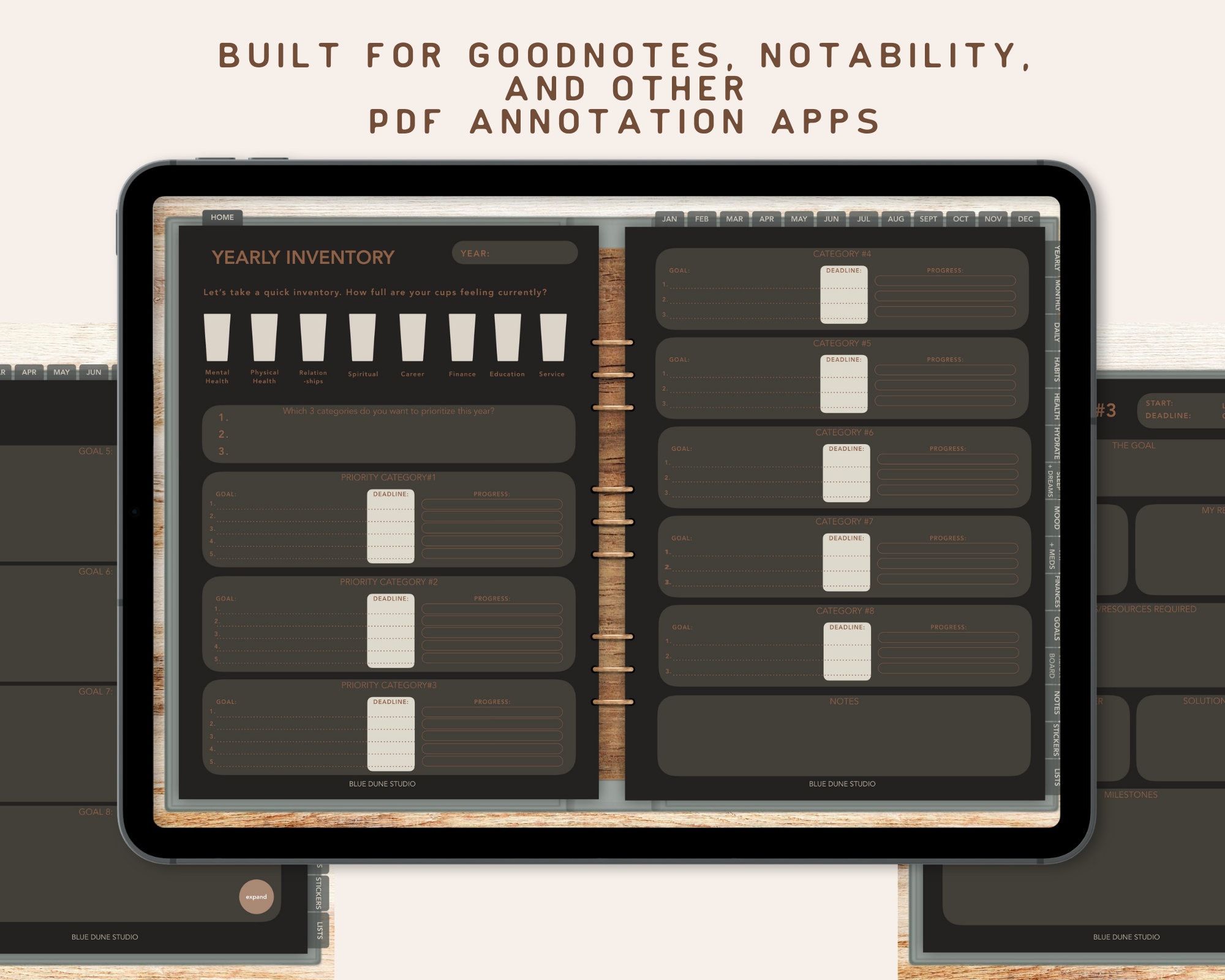 Undated Dark Mode Boho Goodnotes Digital Planner Ipad - Etsy