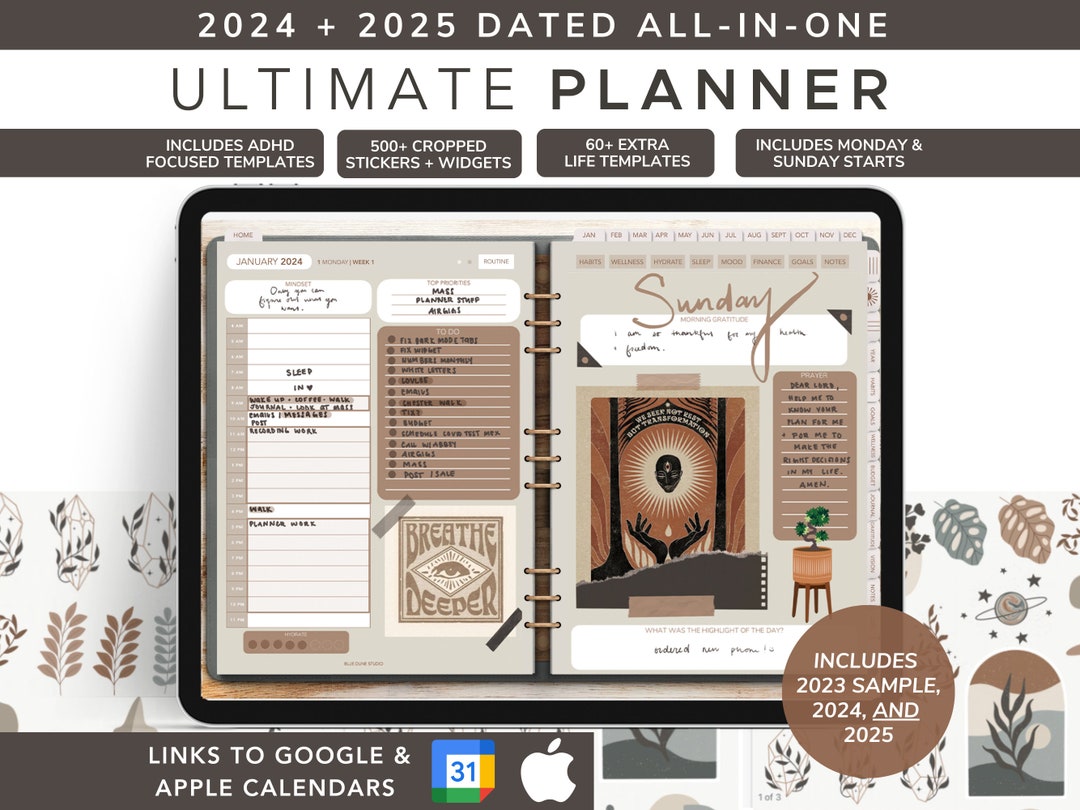 2025 Digital Planner Bundle: Boho Minimal Life Planner, Stickers ...
