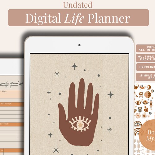 Undated Dark Mode Boho Goodnotes Digital Planner Ipad - Etsy