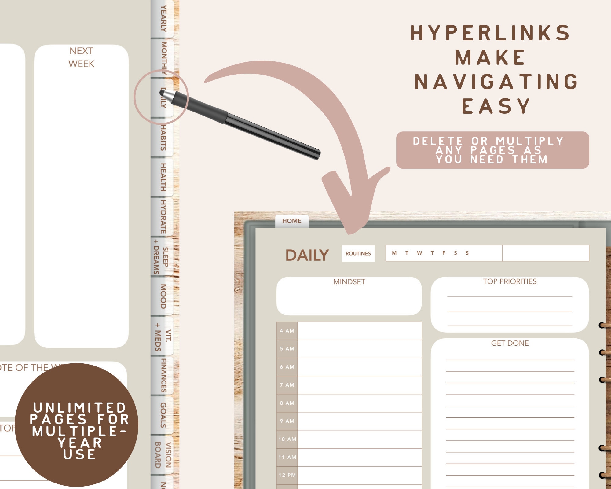 Minimal Boho Digital Life Planner: Undated, Stickers (goodnotes ...