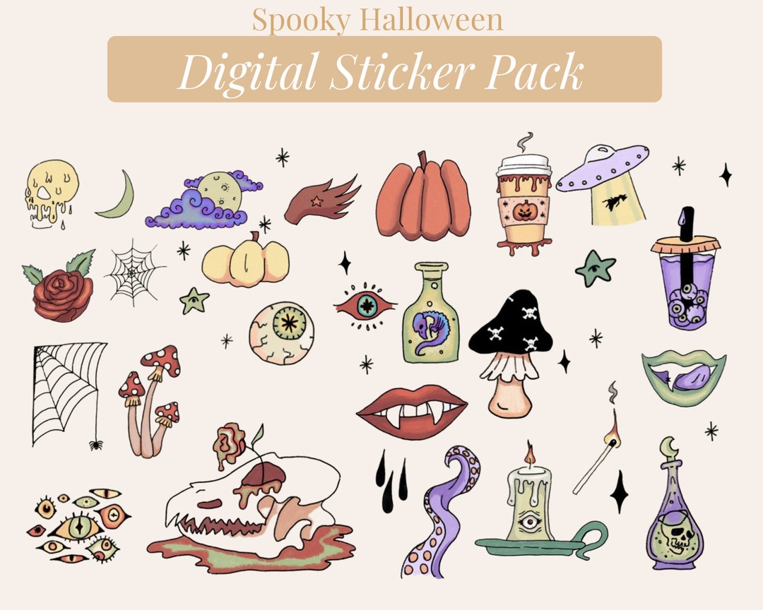 Halloween Goodnotes Sticker Book Digital Stickers Spooky - Etsy