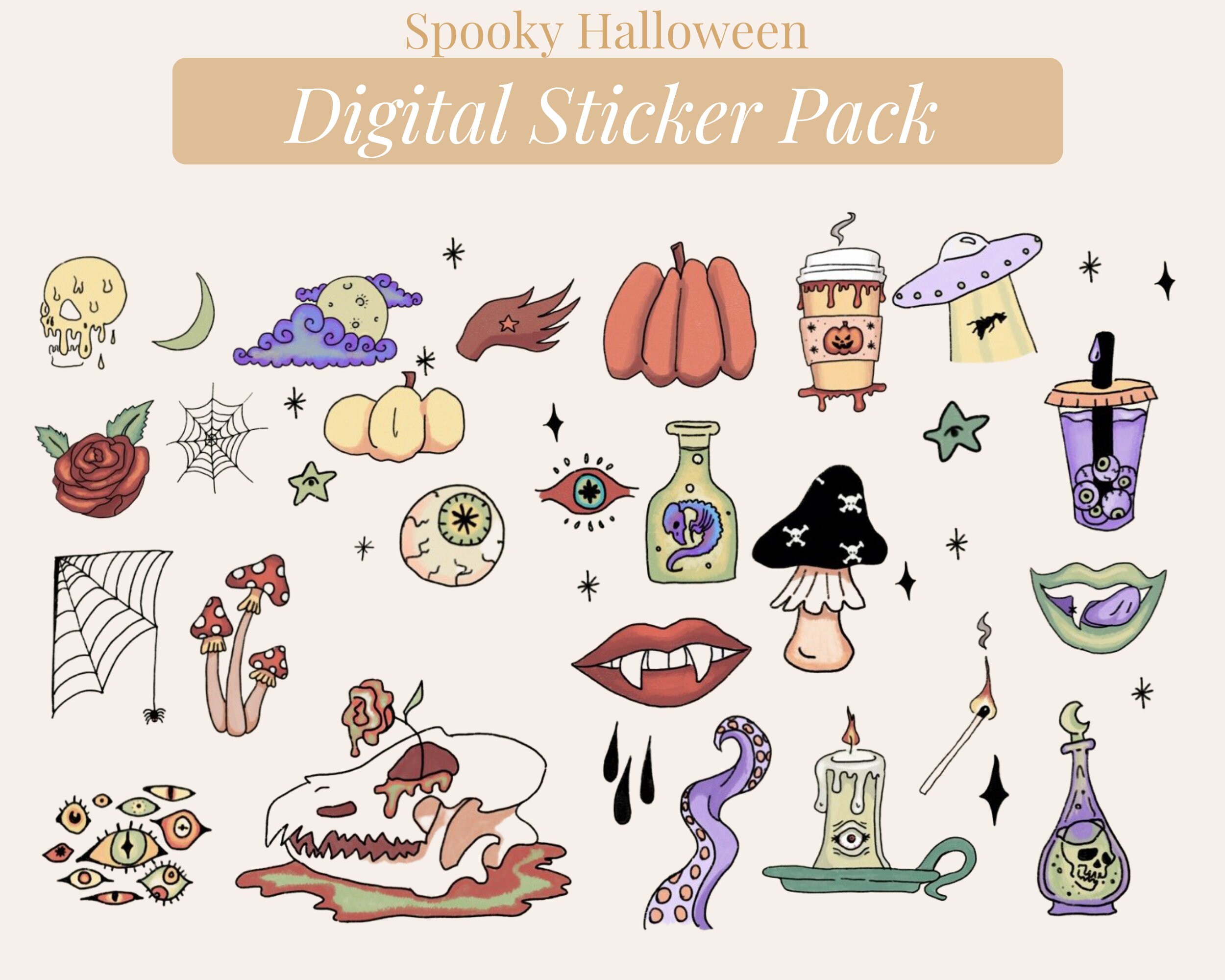 Halloween GoodNotes Sticker Book Digital Stickers Spooky | Etsy