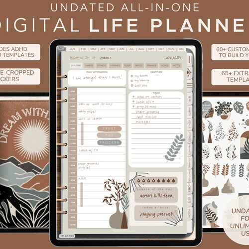 Undated Minimal Boho Goodnotes Digital Planner Ipad Planner - Etsy