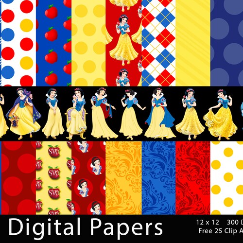 Snow White Digital Paper Kit Digital | Etsy