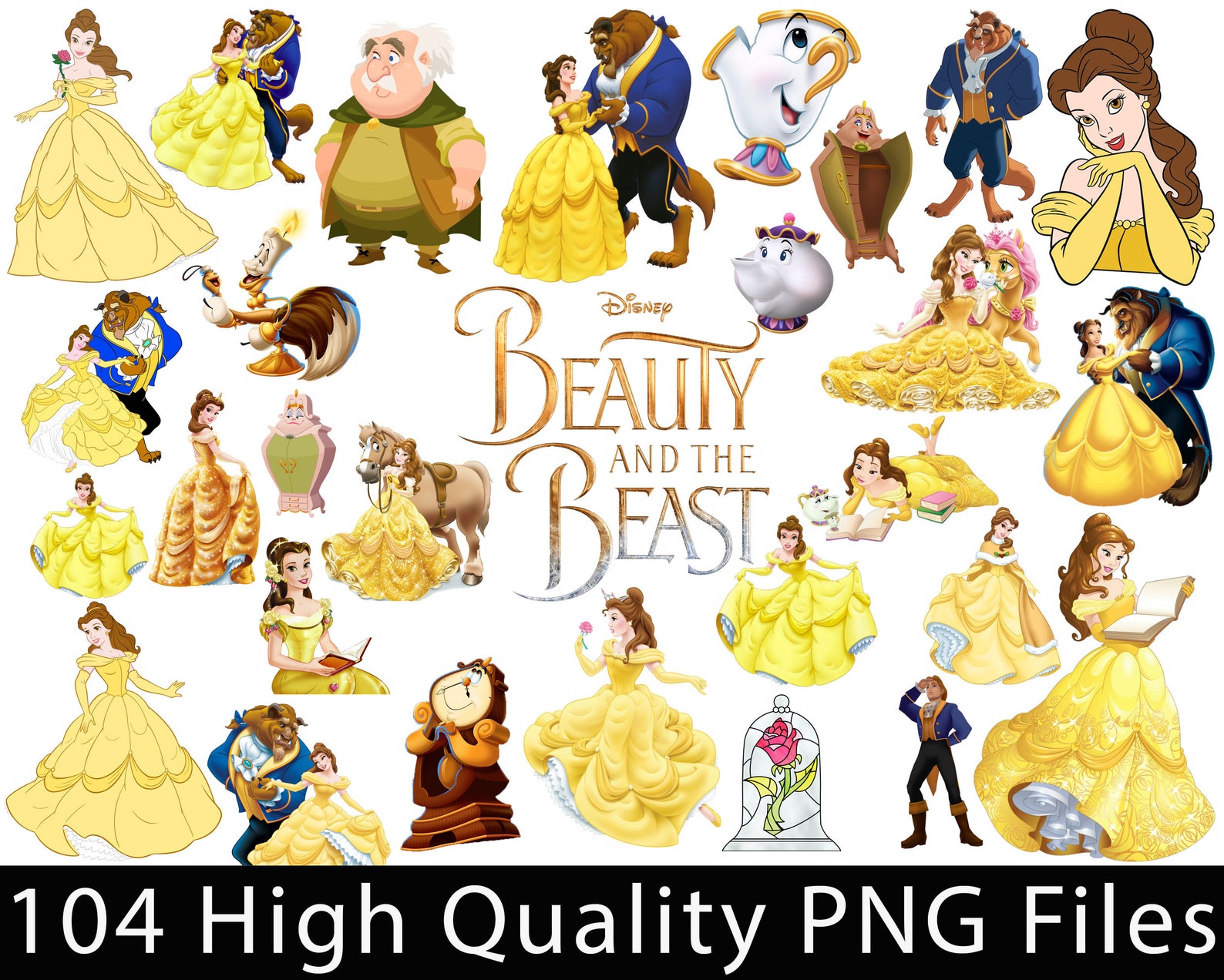 104 Beauty and The Beast ClipArt PNG Images Digital Clip | Etsy