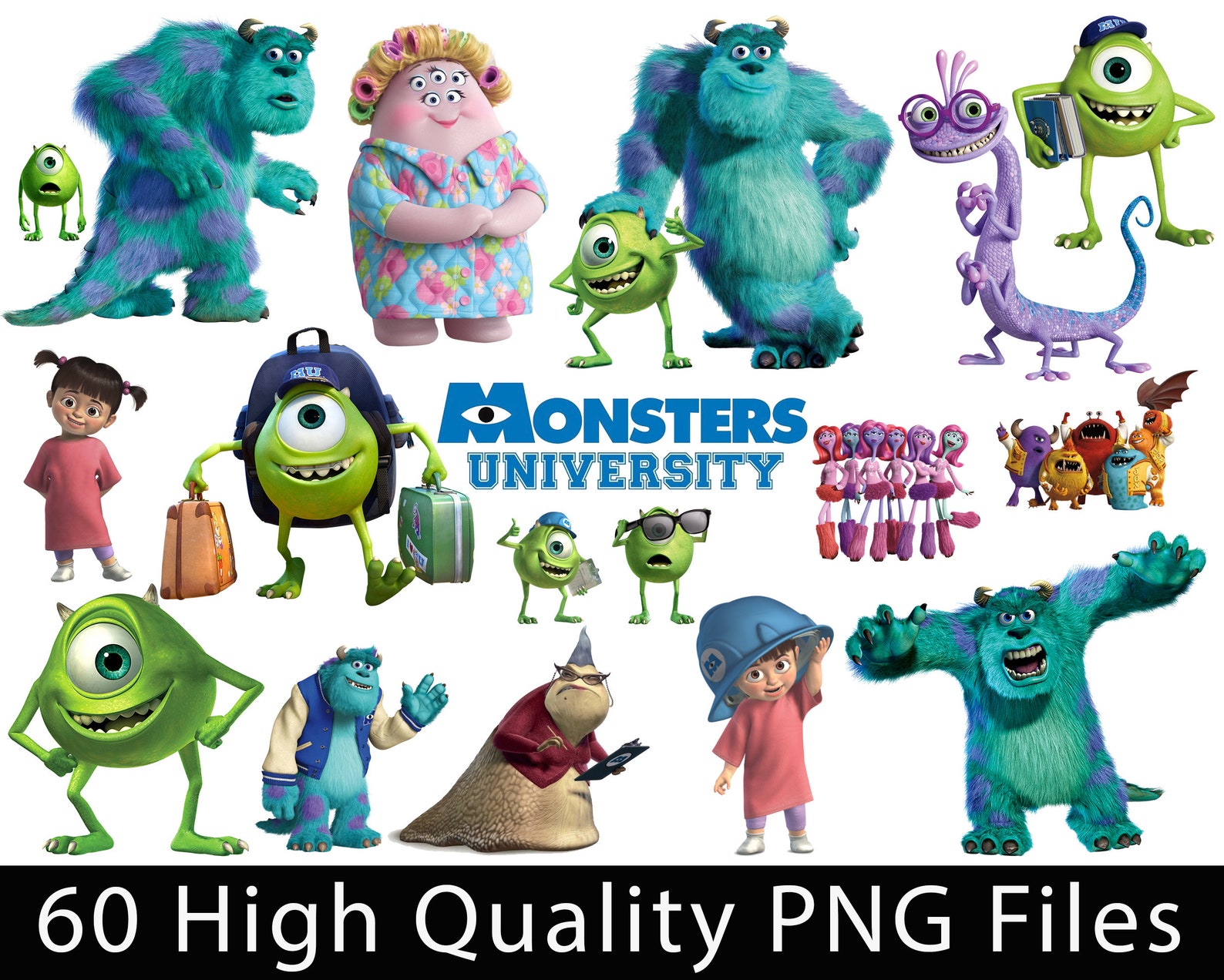 60 Monsters University & Inc PNG Clip Art Images 300dpi - Etsy