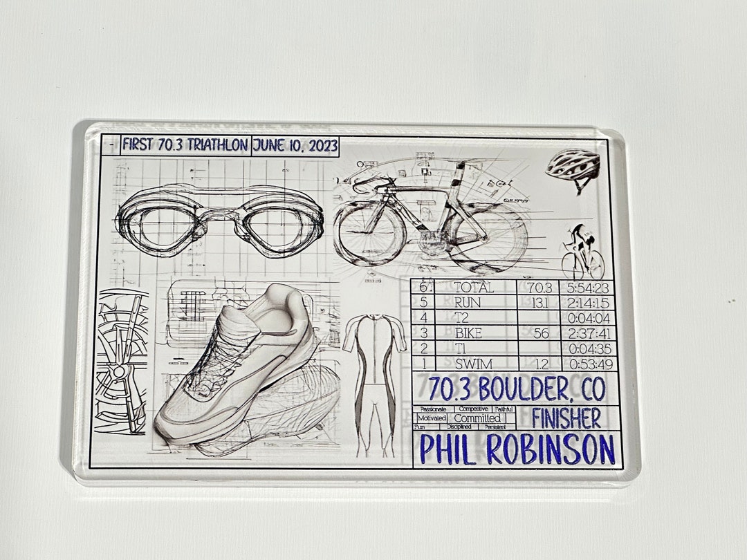 Custom 3/8” Triathlon Blueprint Plaque/trophy on Clear Acrylic About 6 ...