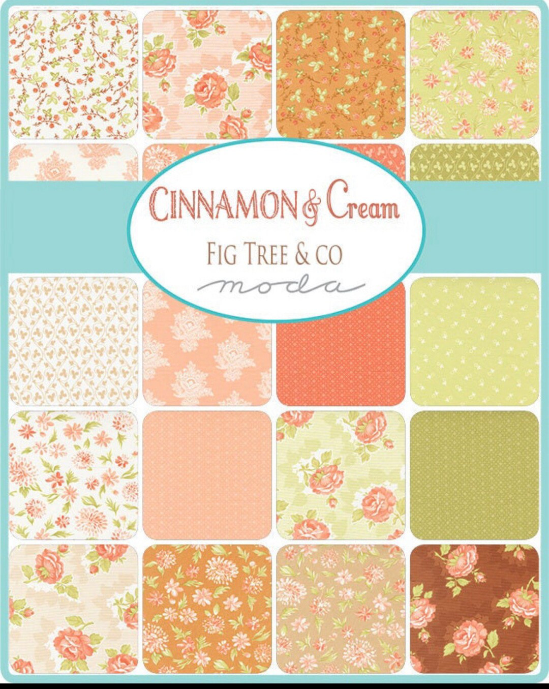 Cinnamon & Cream MINI Charm Pack by Fig Tree and Co., Floral Fabric, 2.5" Squares, MINI Charm ...