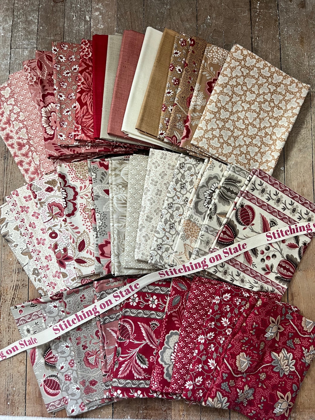 French General Fat Quarter Bundle, Chateau De Chantilly Cream/tan/reds ...