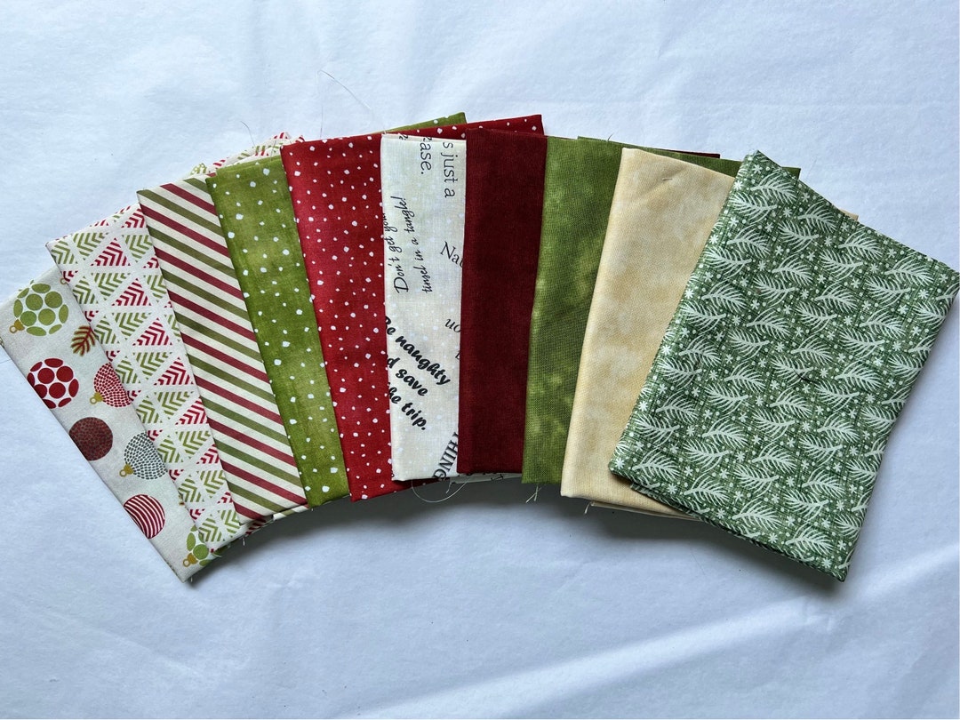 Christmas Fat Quarter Bundle Christmas Cats Fabric 10 Fat Quarters, Christmas Fat Quarter Set ...