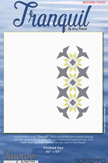 Tranquil Quilt Kit - Paper Pieced Quilt Kit, Modern Quilt Kit, White, Gray and Lime Green Quilt ...