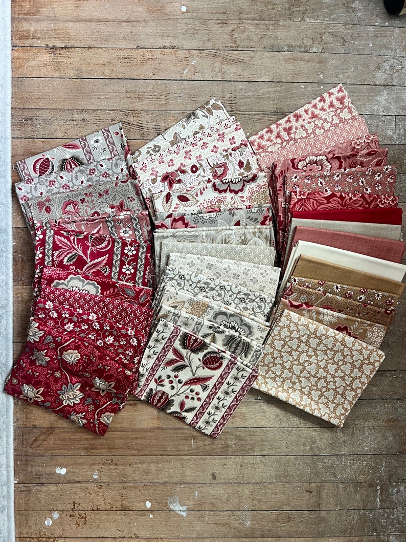 French General Fat Quarter Bundle, Chateau De Chantilly Cream/tan/reds ...