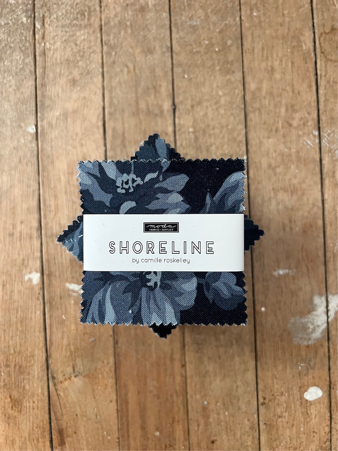 Shoreline MINI Charm Pack by Camille Roskelley, Blue & Green Modern Floral Fabric, 2.5 Squares ...