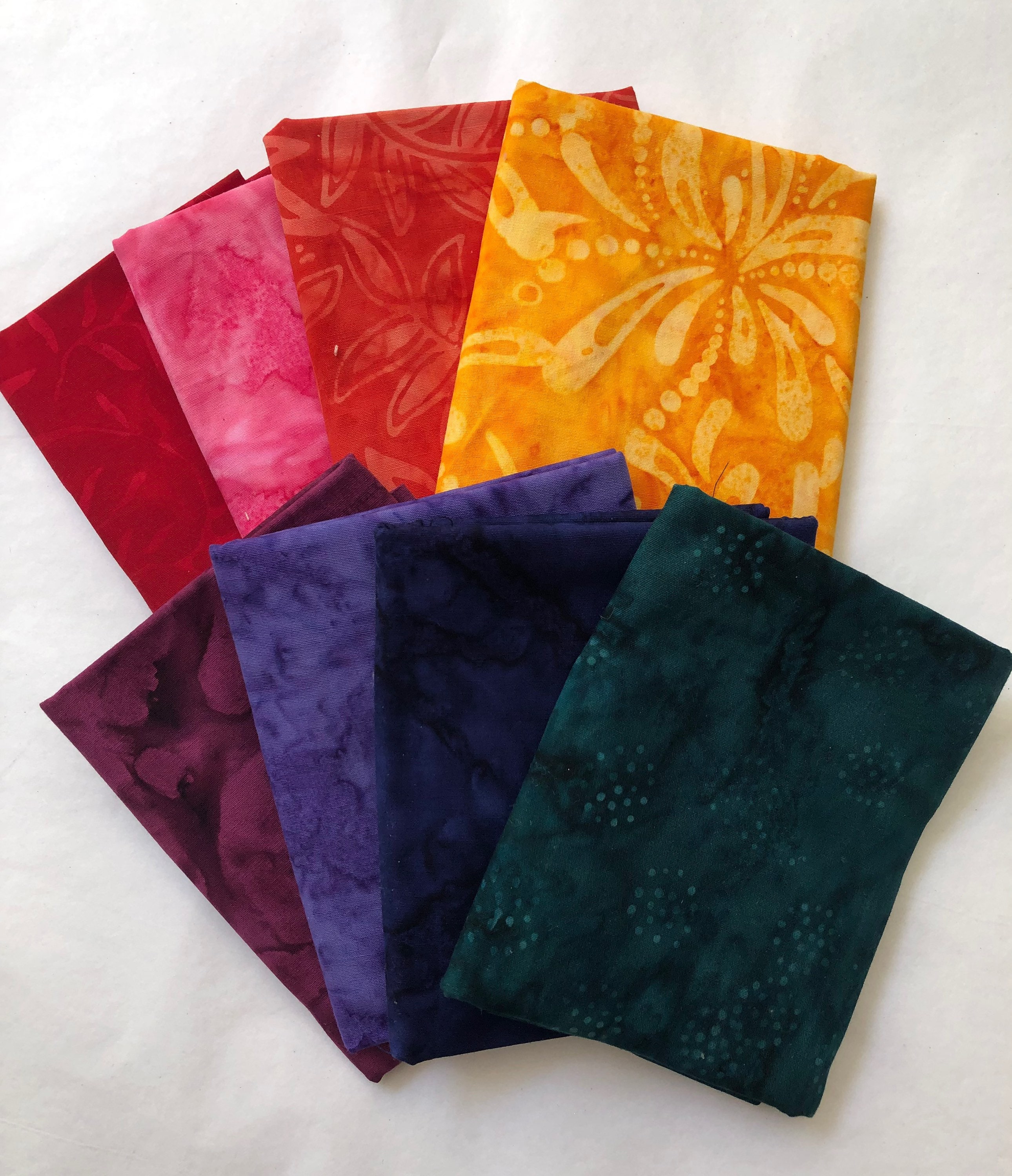 Batik Fat Quarter Bundle, Rainbow Batik Bundle, 8 Fat Quarters, 2 Yards ...