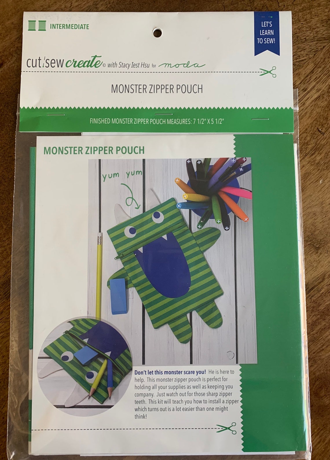 Sewing Project for Kids Monster Zipper Pouch Sewing Kit Cut - Etsy