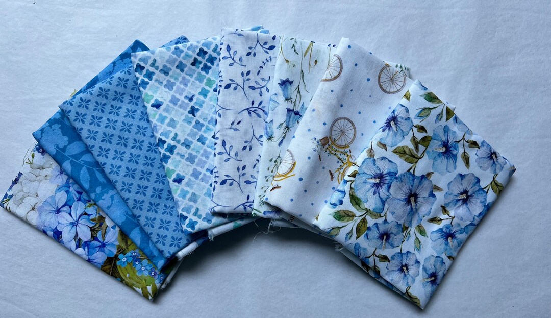 Blue and White Fat Quarter Bundle Floral Fat Quarters Blue - Etsy