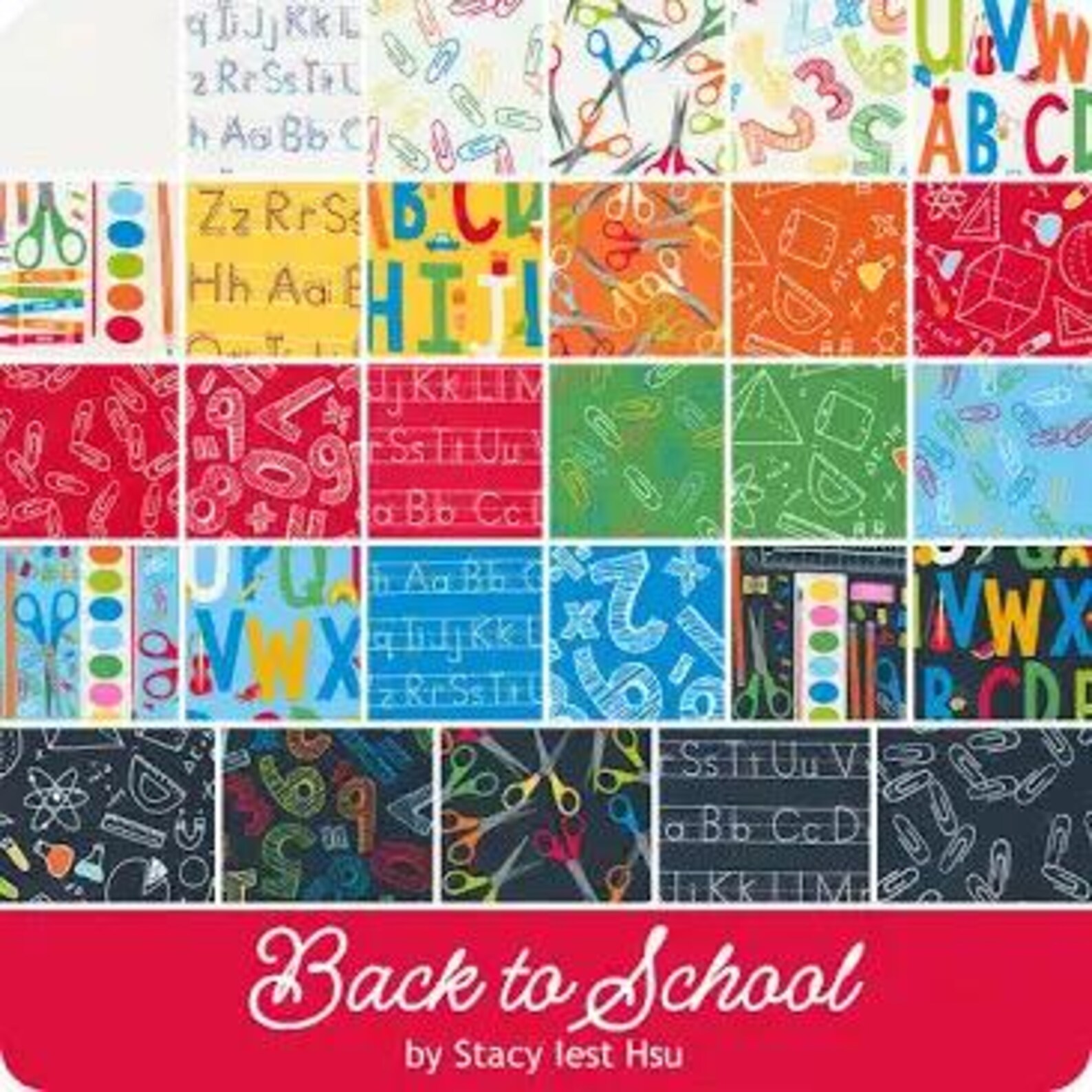 Back to School Charm Pack, Stacey Iest Hsu, School Fabric, Charm ...