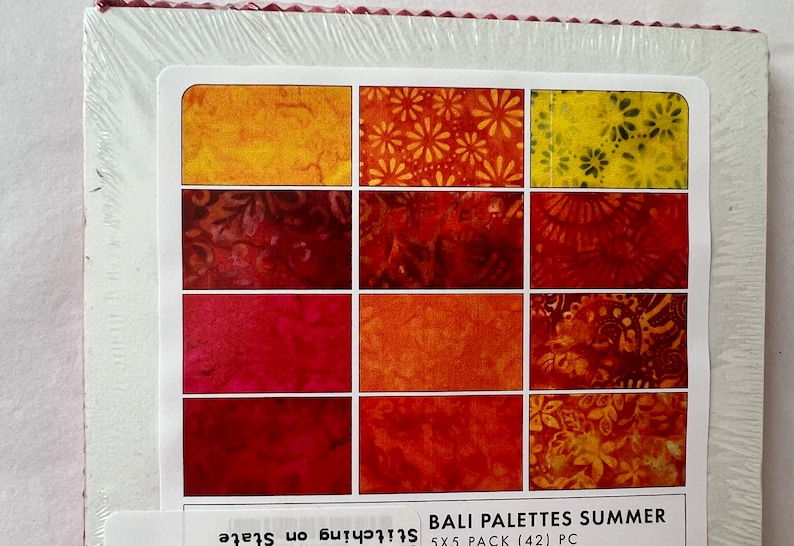 Summer Batik Charm Pack, 5" Fabric Squares, Batik Quilting Squares, Red ...