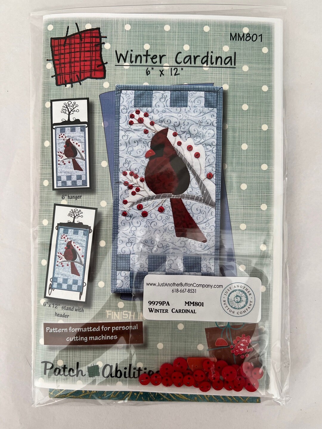 Winter Cardinal Quilt Kit, Applique Sewing Project, Cardinal Quilt Kit ...